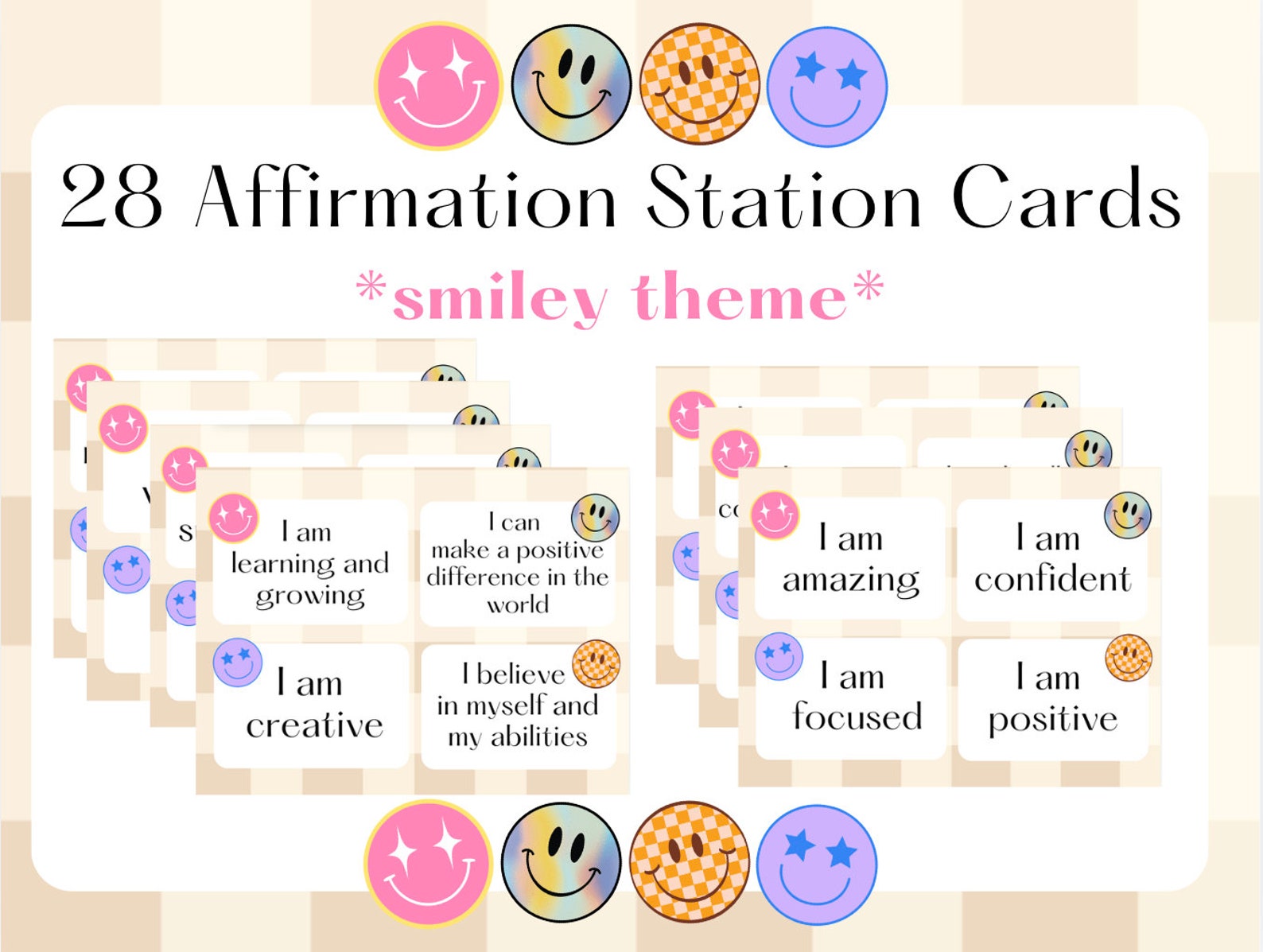 Affirmation Station Cards Smiley Theme - Etsy