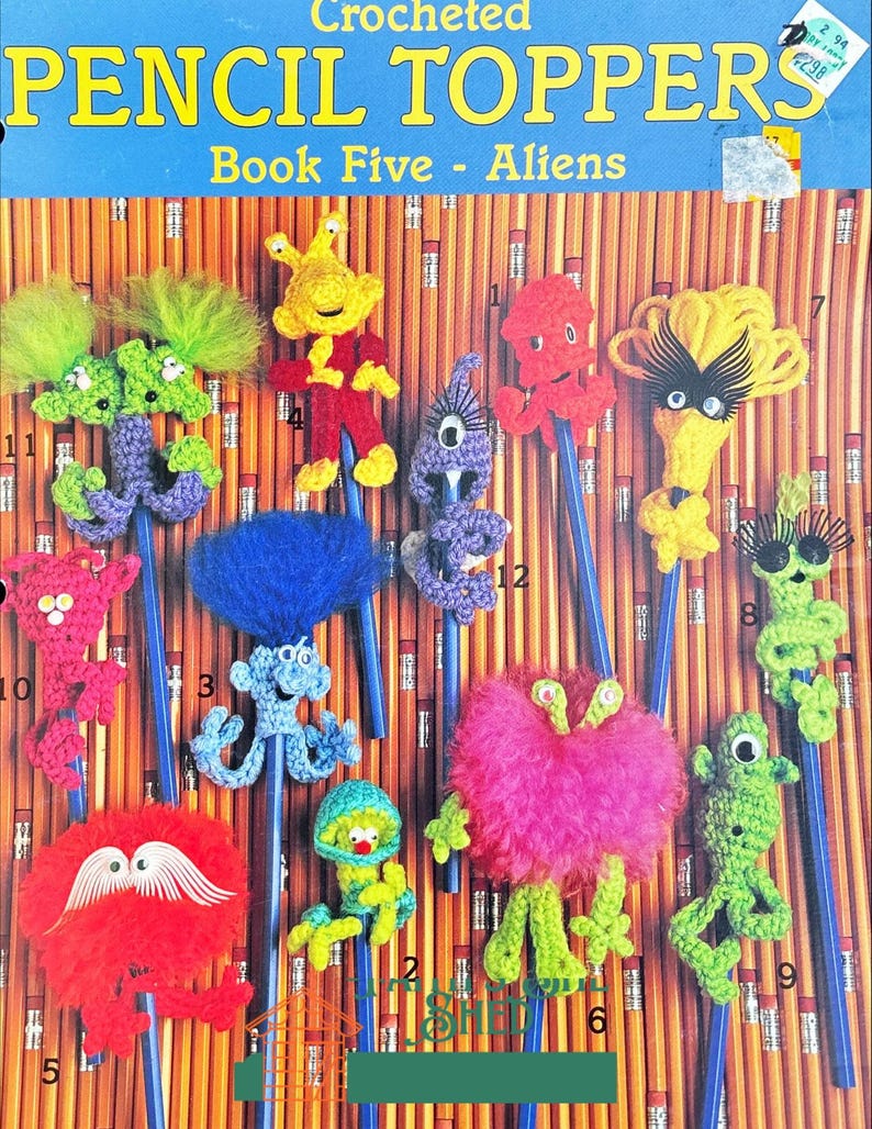 Pencil Toppers Book 5 Aliens Vintage Digital Pattern Out-of-this-world ...