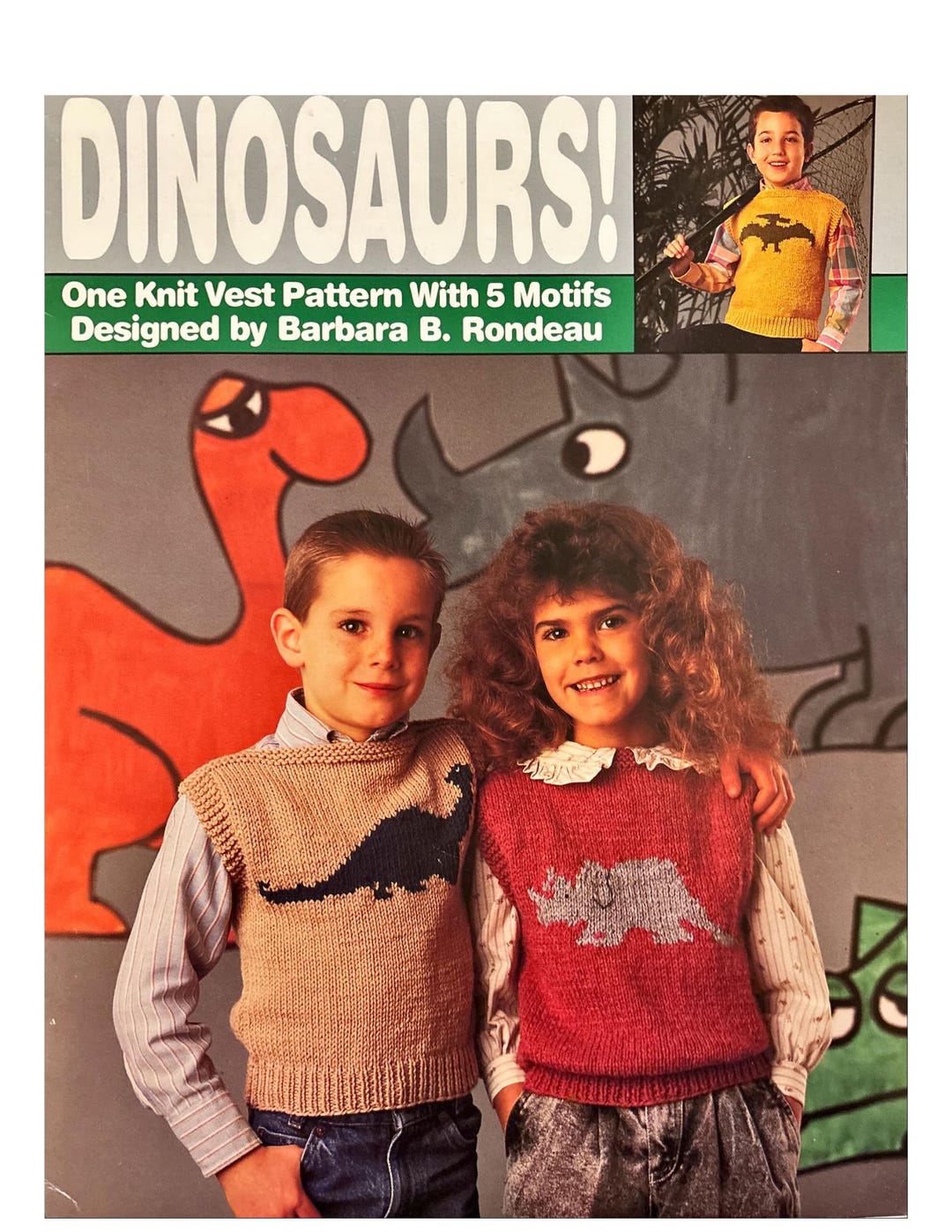 Dino Knit Vest for Kids DIGITAL DOWNLOAD Knitting Pattern Knit Kids ...