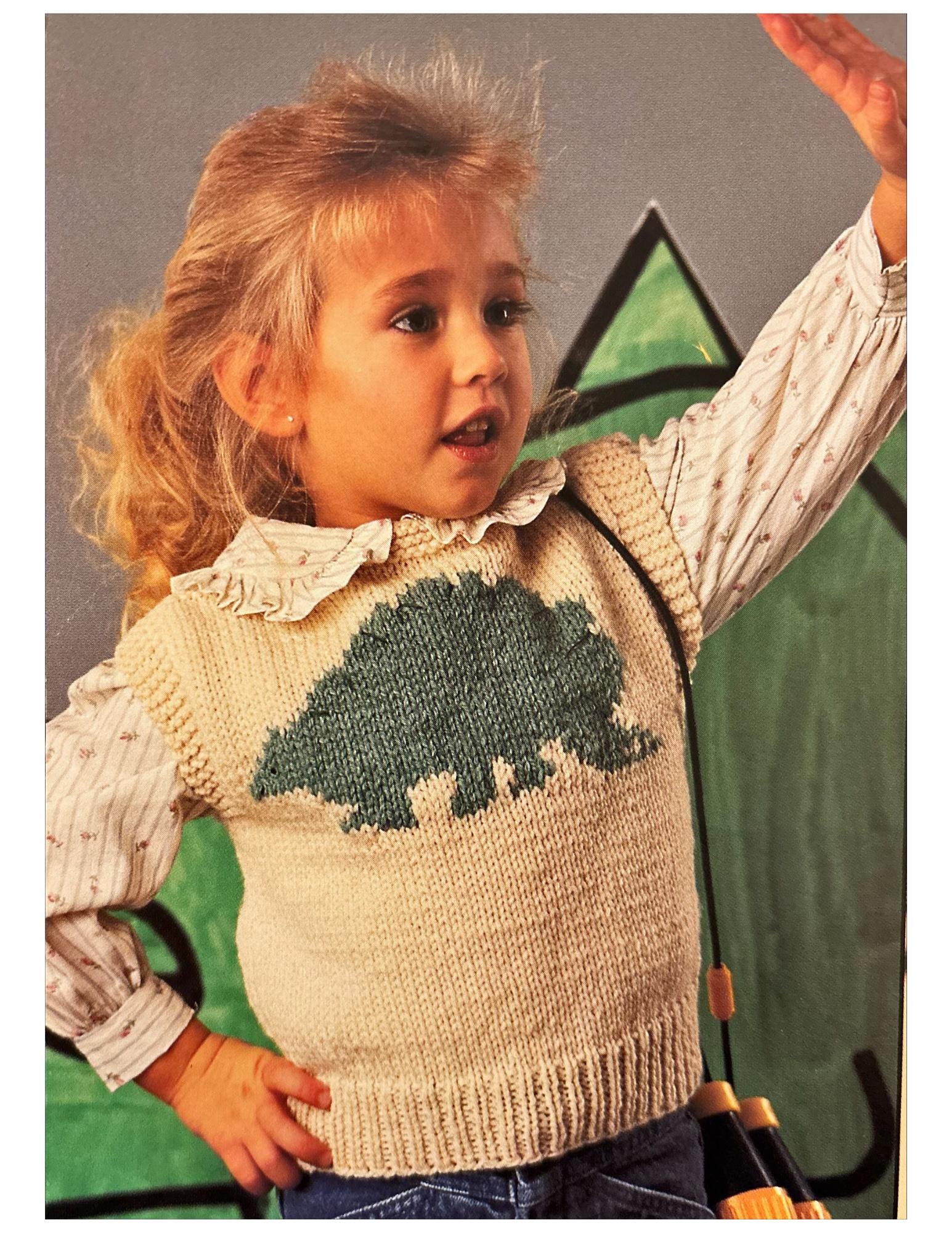 Dino Knit Vest for Kids DIGITAL DOWNLOAD Knitting Pattern Knit Kids ...