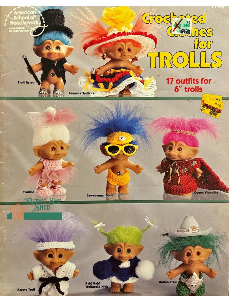 Crocheted Clothes for 6" Trolls Vintage Digital Pattern Troll Couture ...