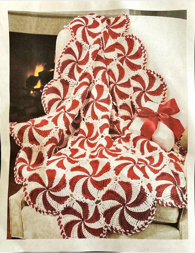 Peppermint Afghan DIGITAL DOWNLOAD PATTERN Holiday Peppermint Throw – Cozy Winter Design ...