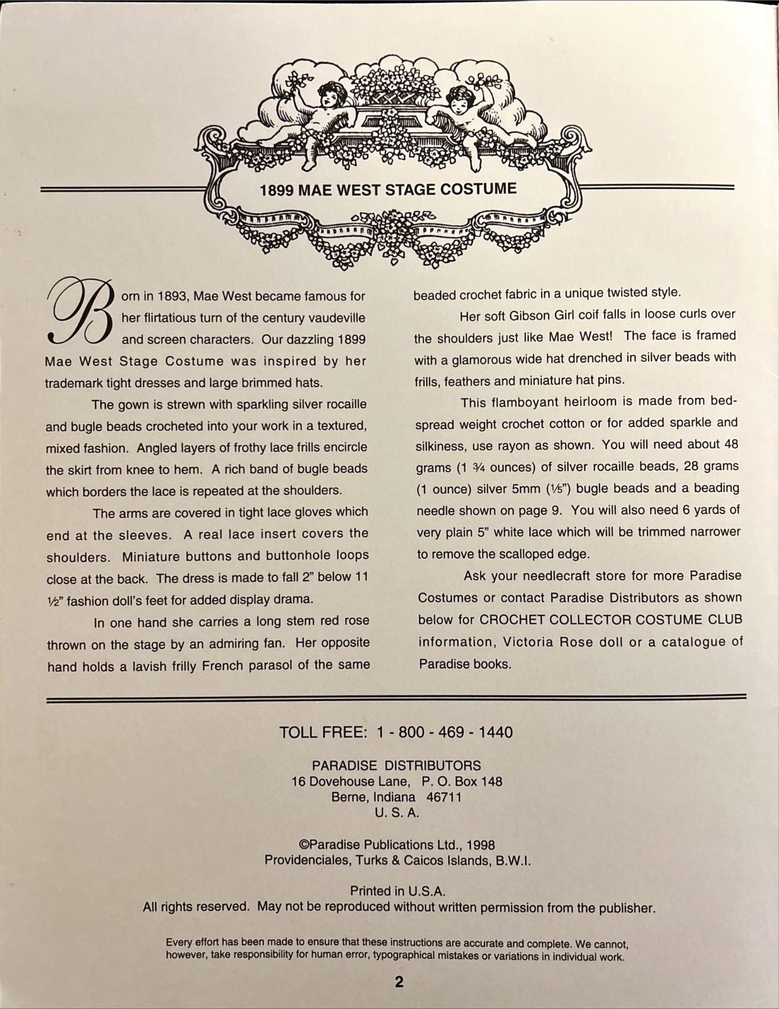 1899 Mae West Stage Costume Digital Crochet Pattern Includes Beaded ...