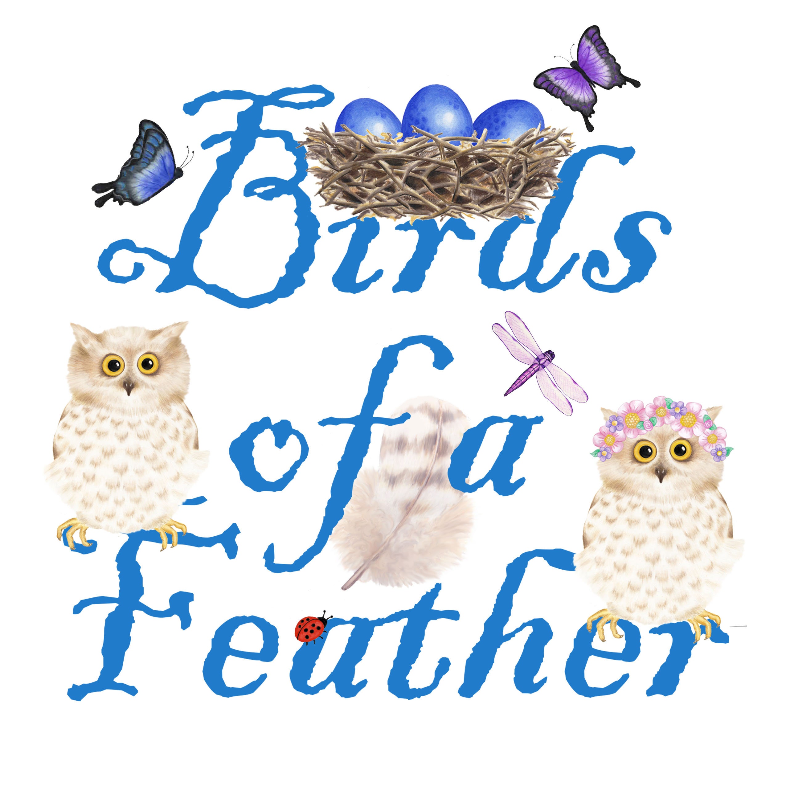 BIRDS of a FEATHER Digital Clipart Nest Egg Flowers Owls Birds Cute ...