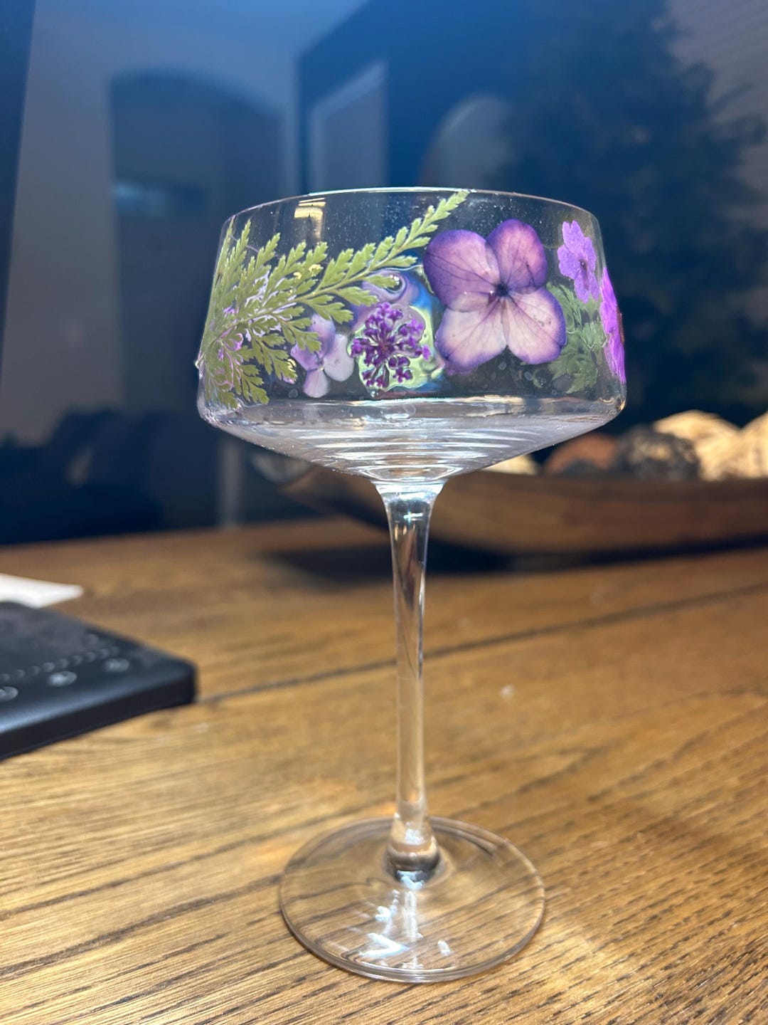 Pressed Flower Floral Cocktail Glasses Unique Home/business/party Decor ...
