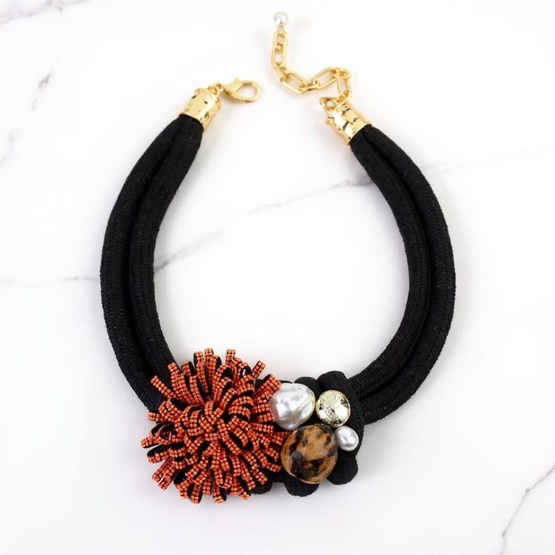 Red Leather Flower Pendant Necklace, Handmade Statement Jewelry - Etsy