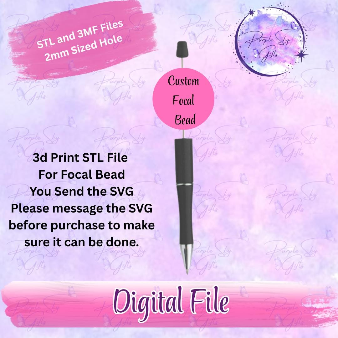 Custom STL DIGITAL FILE for 3D Print Focal Bead - You Send Svg - Etsy