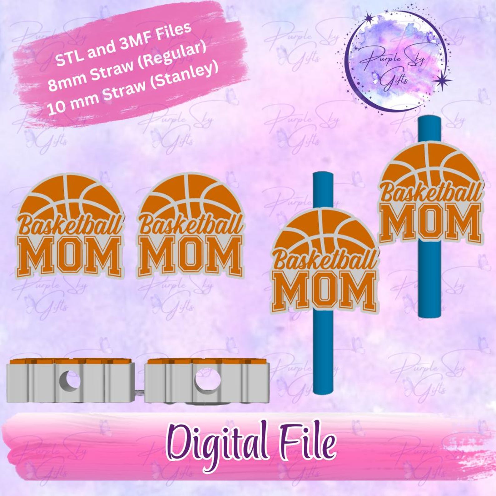 Basketball Mom STL and 3MF DIGITAL FILES for Straw Topper - 8 Mm and 10 ...