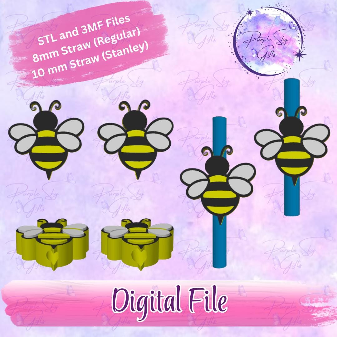 Bumblebee Bee STL and 3MF DIGITAL FILES for Straw Topper - 8 Mm and 10 ...