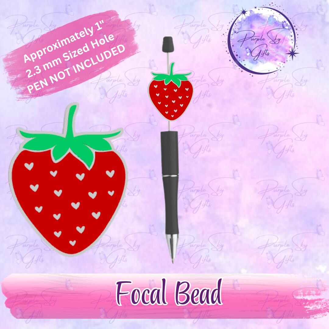 Heart Strawberry - Focal Bead - Great Bead for Pens, Badge Reels ...