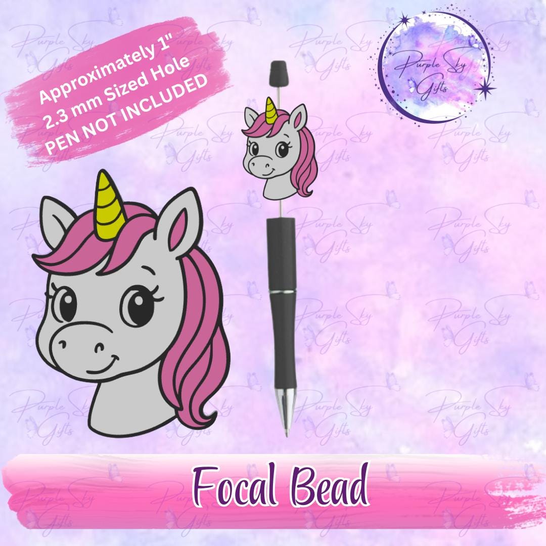 Cute Unicorn - Focal Bead - Great Bead for Pens, Badge Reels, Keychains ...