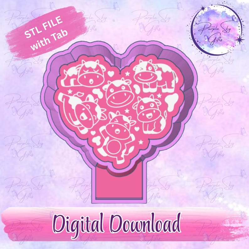 Cute Cow Heart STL FILE for Mold Housing, Freshie Mold, Silicone Mold ...