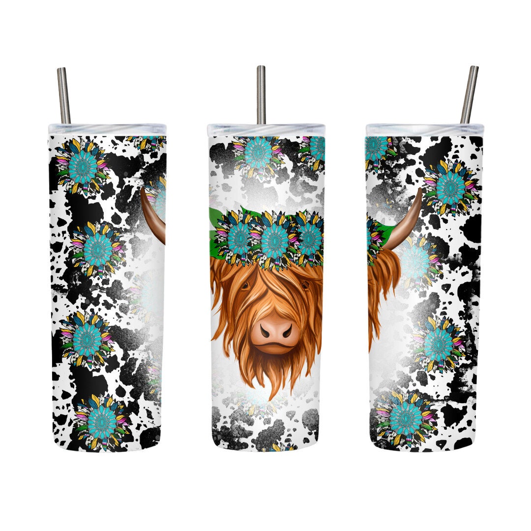 20 or 30 Oz Turquoise Highland Cow Stainless Steel Tumbler - Etsy