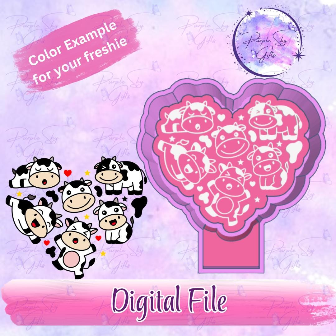 Cute Cow Heart STL FILE for Mold Housing, Freshie Mold, Silicone Mold, Resin Art, Candy Molds ...