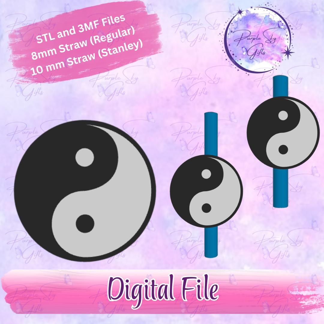 Ying Yang STL and 3MF DIGITAL FILES for Straw Topper - 8 Mm and 10 Mm ...