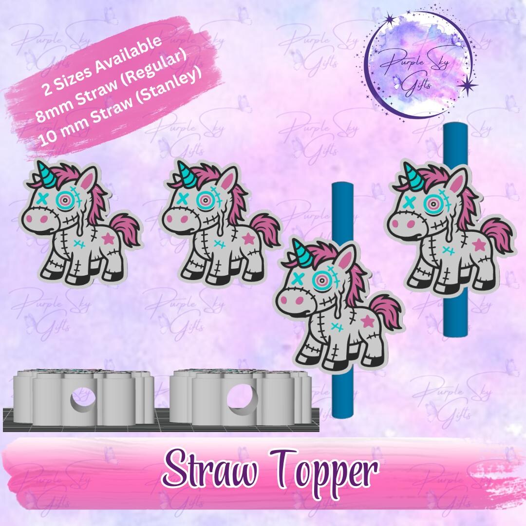 Zombie Unicorn - Straw Charm - Drink Accessories - 2 Sizes to Choose ...