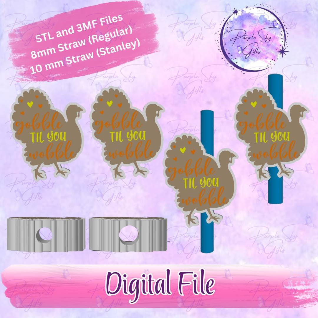 Gobble Til You Wobble Thanksgiving Turkey STL and 3MF DIGITAL FILES for ...