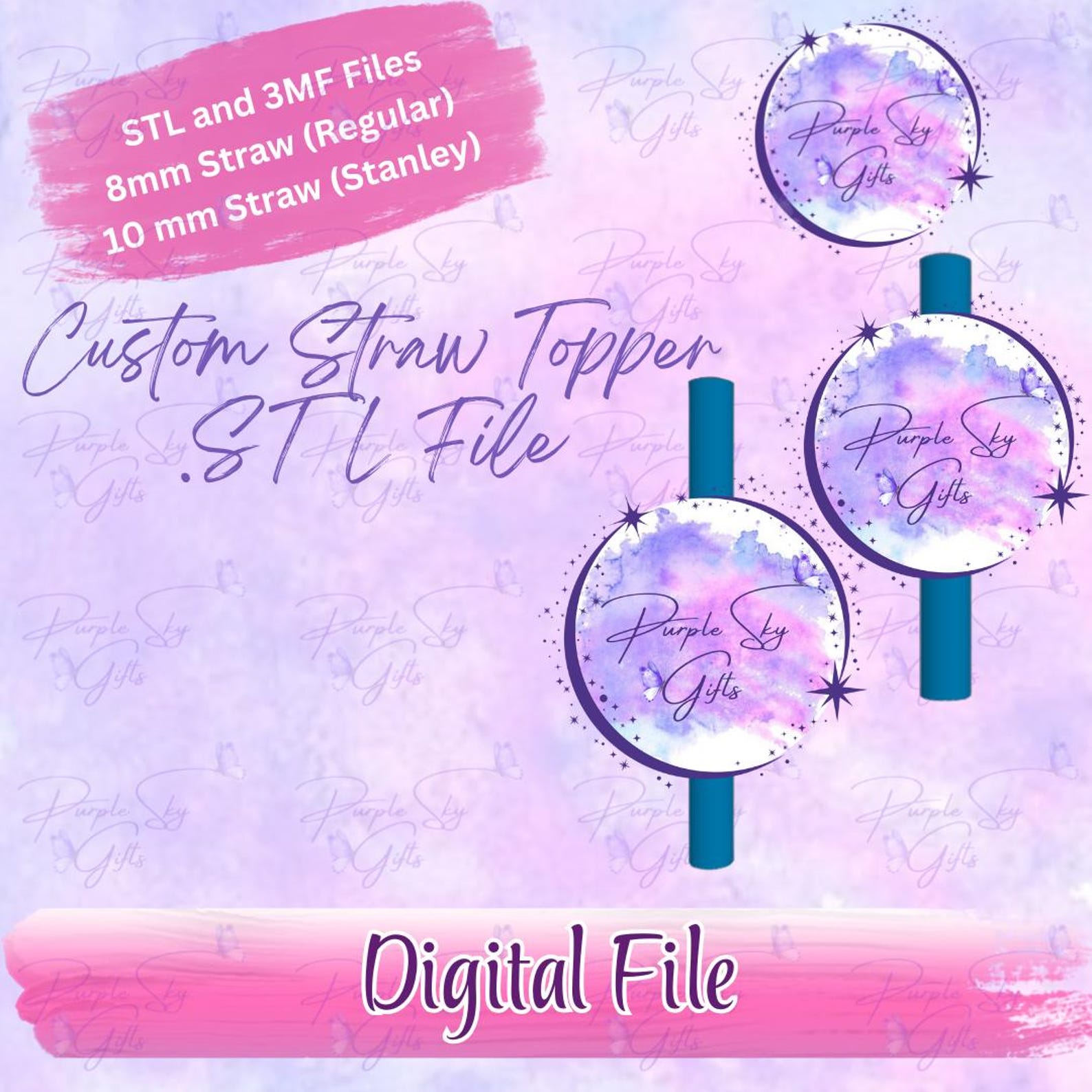 Custom STL DIGITAL FILE for 3D Printed Straw Topper With Designing ...