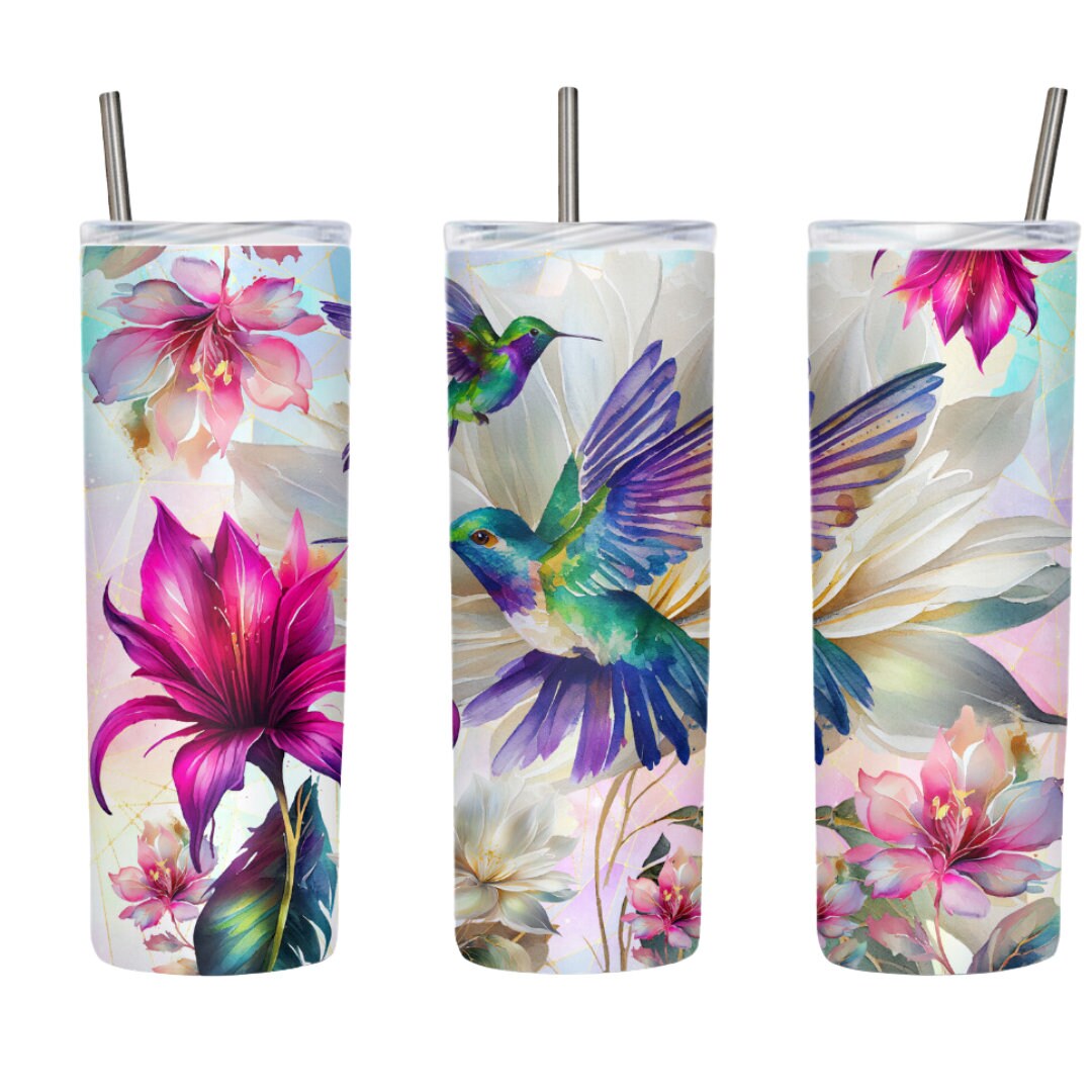 20 or 30 Oz Hummingbird Floral Stainless Steel Tumbler - Etsy