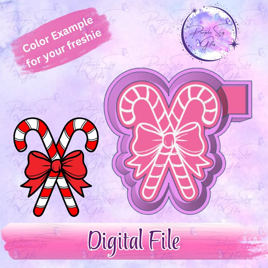 Candy Canes With Bow STL DIGITAL FILE for Freshie, Silicone Mold, Resin ...