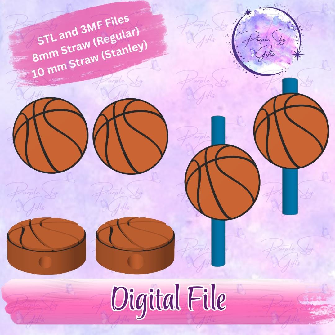 Basketball STL and 3MF DIGITAL FILES for Straw Topper - 8 Mm and 10 Mm ...