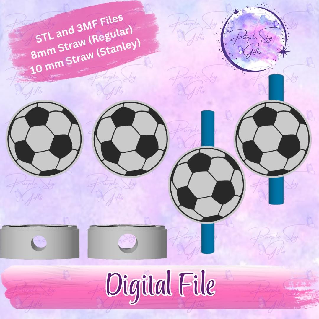 Soccer Ball STL and 3MF DIGITAL FILES for Straw Topper - 8 Mm and 10 Mm ...