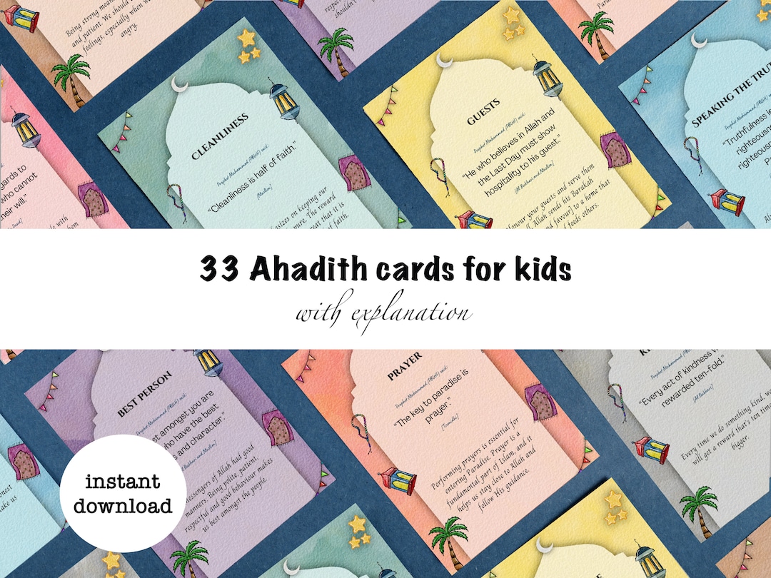 Ahadith Cards With Explanation for Kids and Adults, Islamic Gift ...