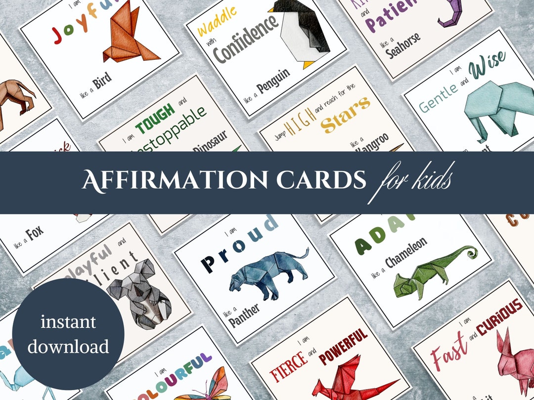 Animal Affirmation Cards for Kids-watercolour Origami|printable ...