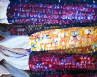 Indian Corn Print Autumn Print Fall Colors Art Colorful | Etsy