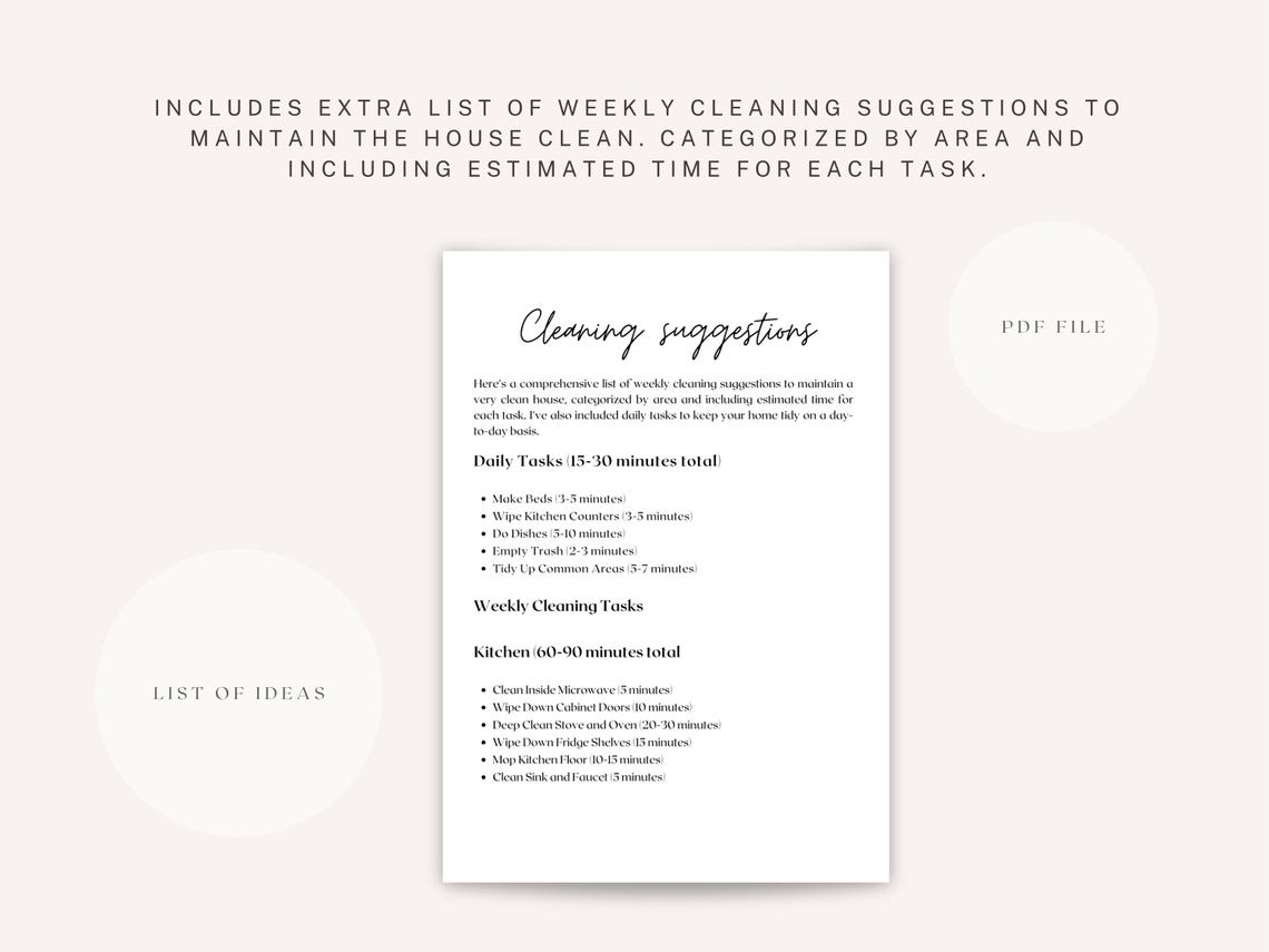Editable Cleaning Template Weekly Cleaning Planner Printable Cleaning ...