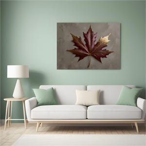Silver Maple Leaf With Gold Veins, Modern Botanical Decor, Canvas Wall ...