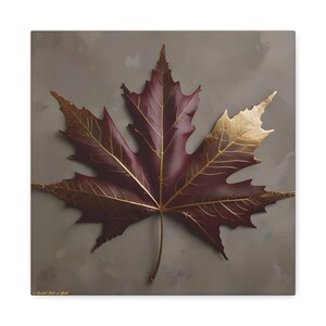 Silver Maple Leaf With Gold Veins, Modern Botanical Decor, Canvas Wall ...