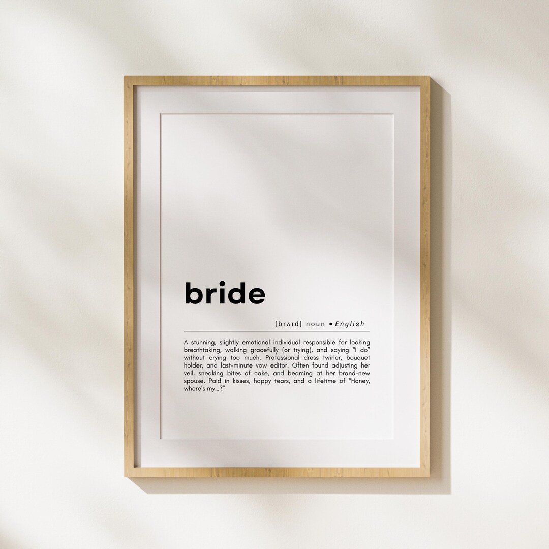 Bride Name Definition Print Funny Future Mrs Poster Unique Wedding ...