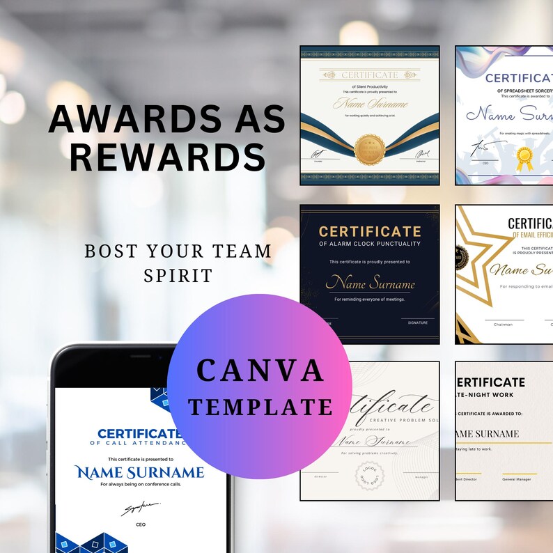50 Editable Funny Office Awards Canva Templates Printable Certificates ...