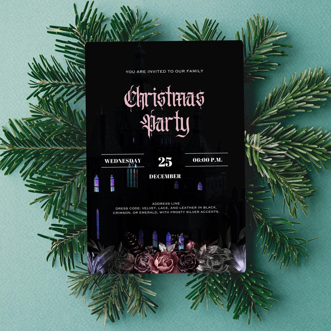 Gothic Invitation Gothmas Christmas Invitation Gothic Christmas Card ...