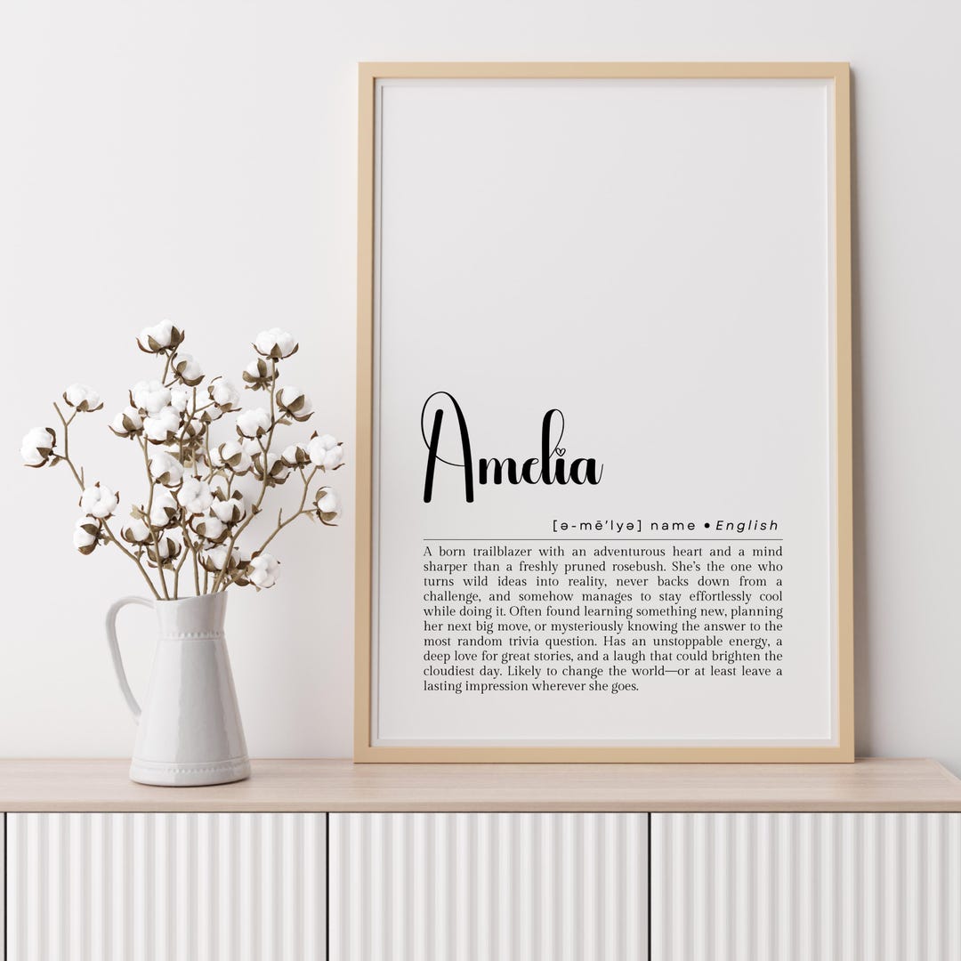 Amelia Name Definition Print Funny Wall Art for Kids and Teen Room ...