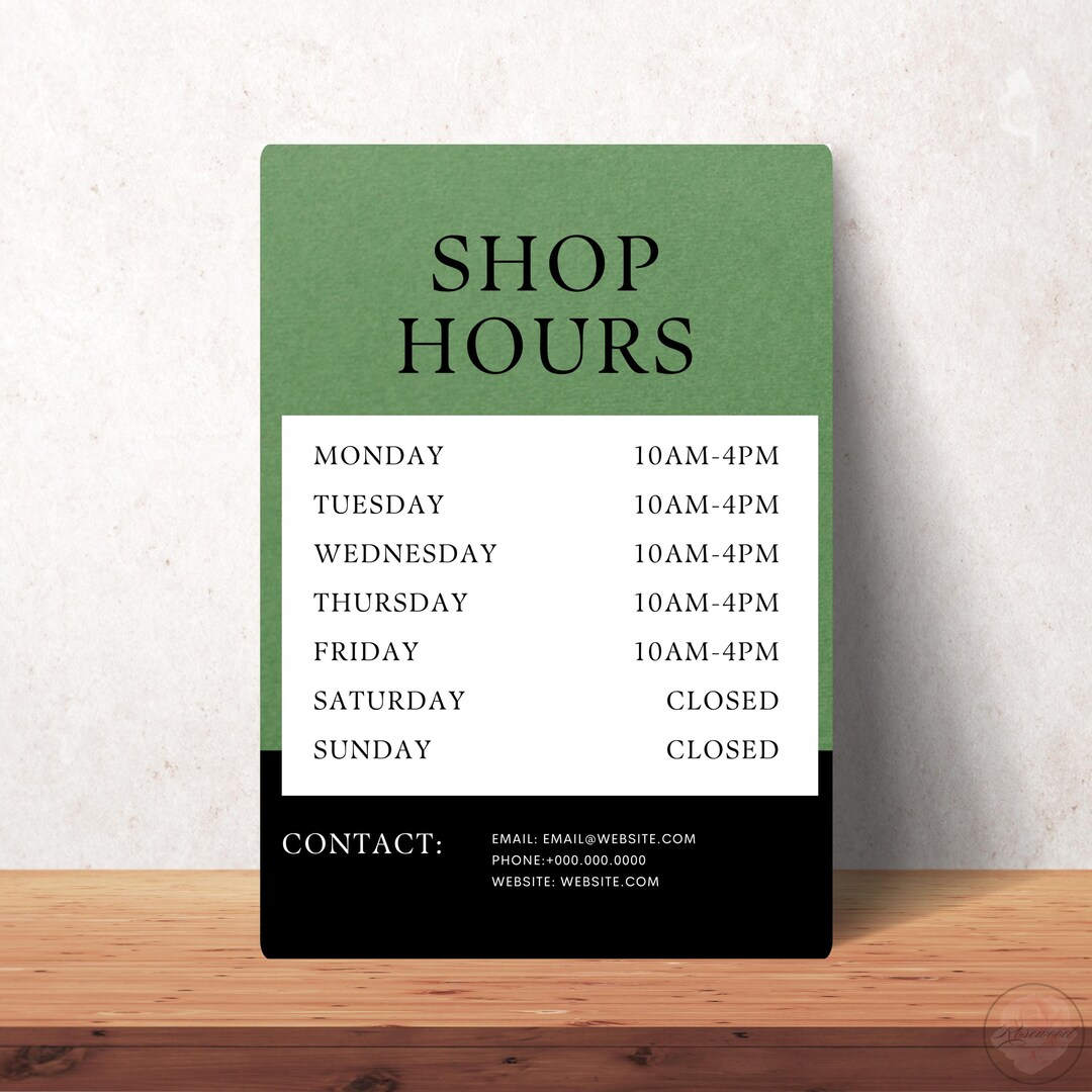 Business Hours Sign Editable Template Operation Banner Notice ...