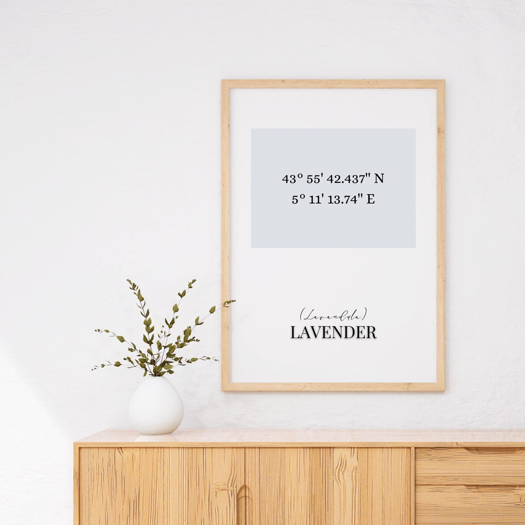 Lavender GPS Coordinates Sign French Herb Field Latitude and Longitude ...