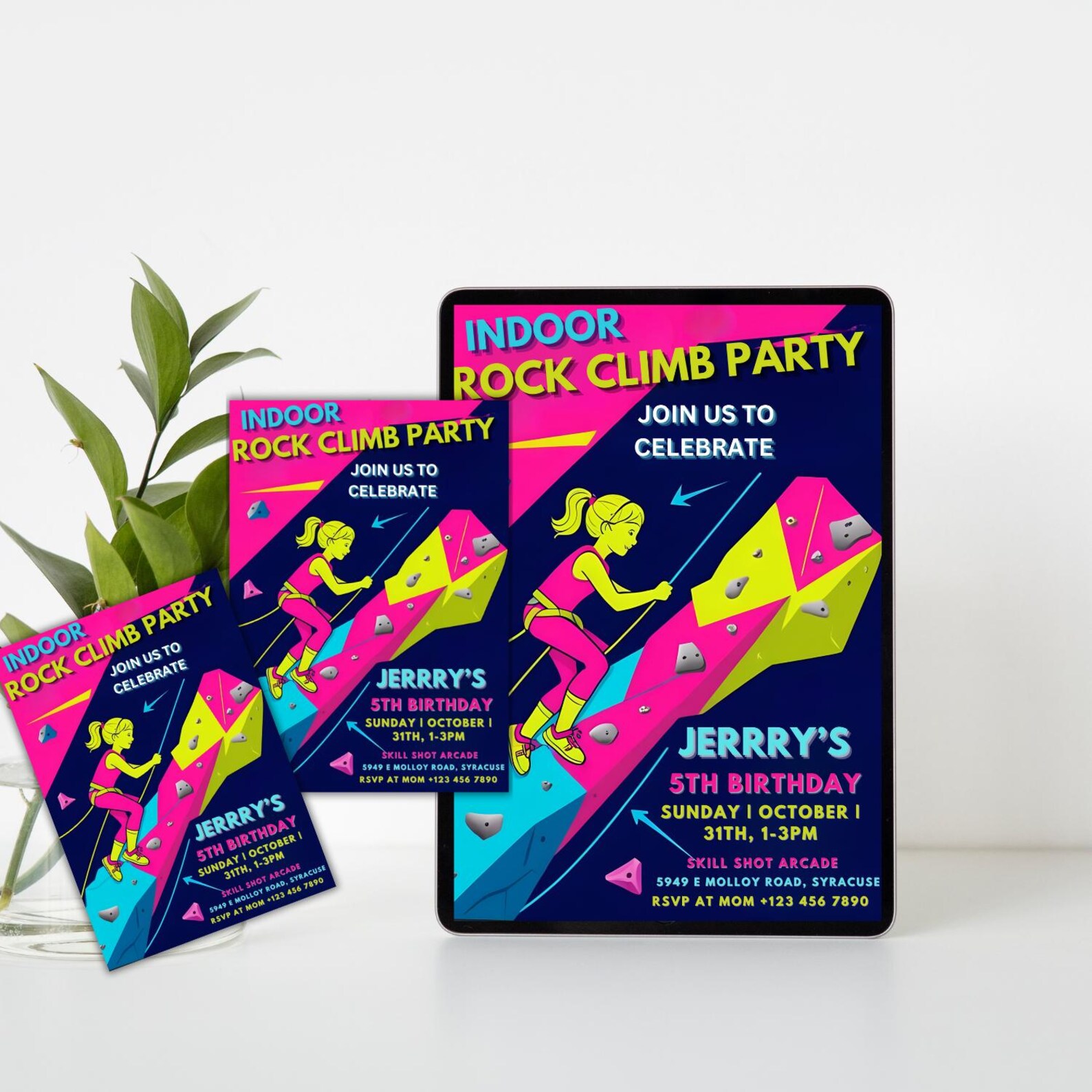 Editable Rock Climbing Invitation, Indoor Rock Climbing Party Invite ...