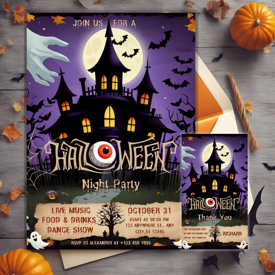 Editable Spooky Halloween Birthday Party Invitation (digital Download ...