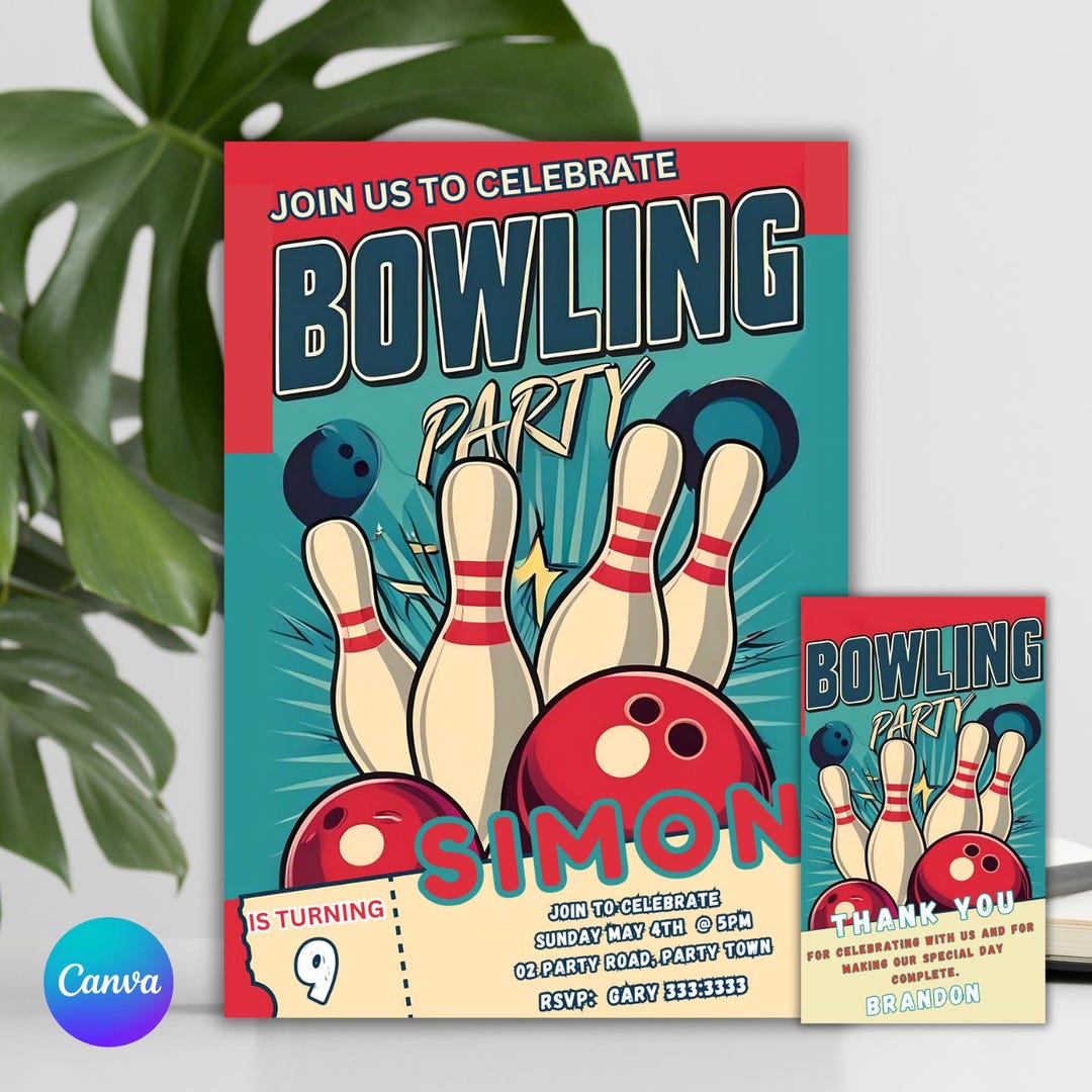 Bowling Party Ticket Invitation: Editable Template (digital Evite) - Etsy