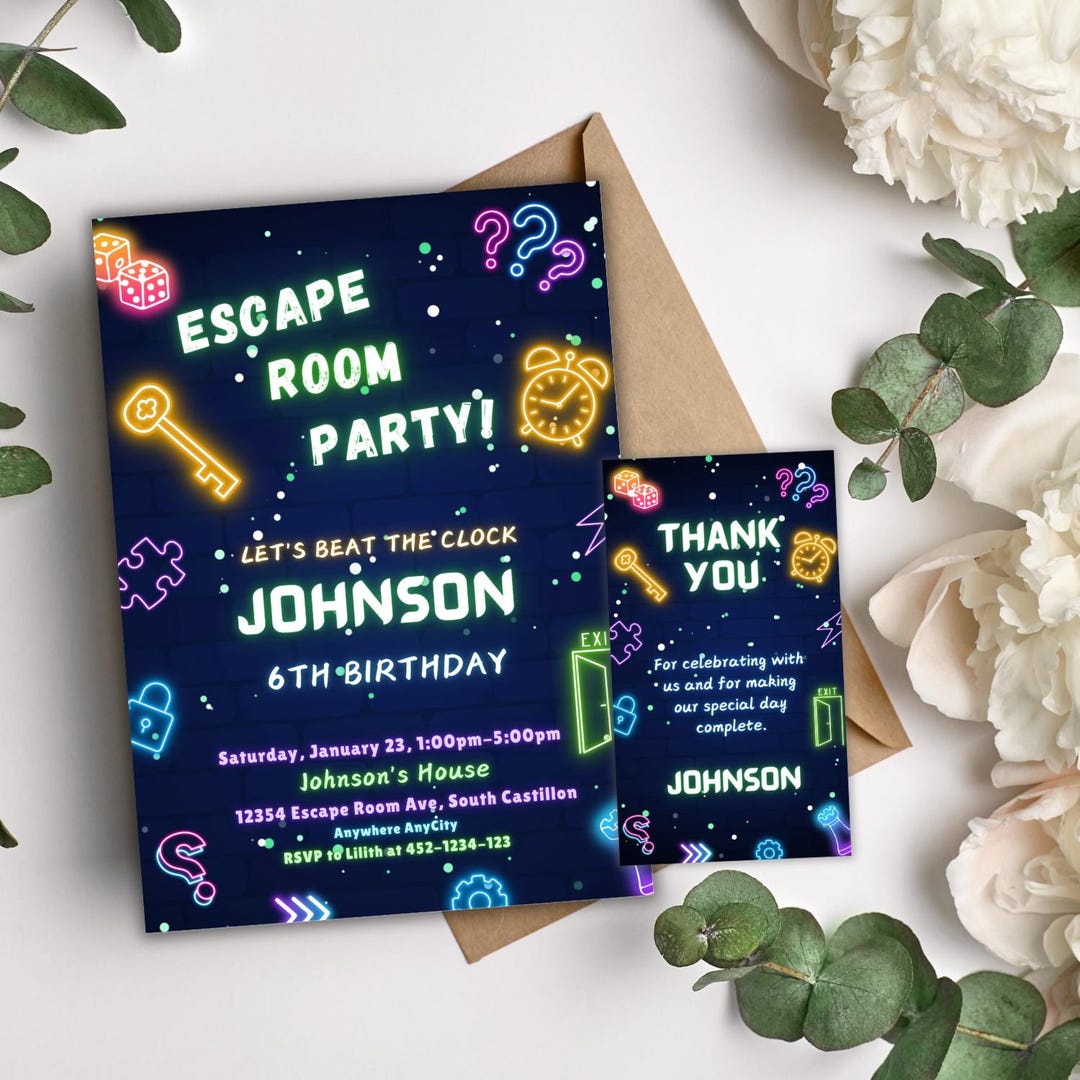 Escape Room Invite, Escape Room Party, Unlock the Mystery, Editable ...