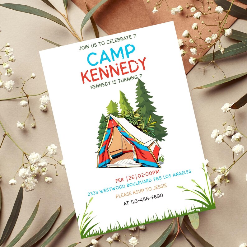Camp Invite, Camp Birthday Invitation Camping Party Invite Camp Out ...