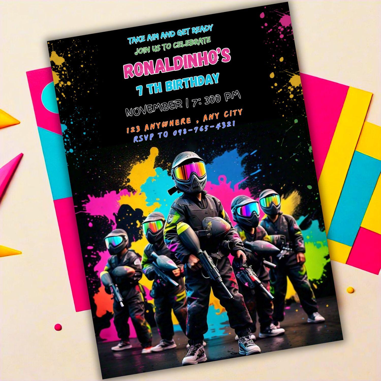 Paintball Birthday Invitation Boy EDITABLE Paintball Party Invite ...