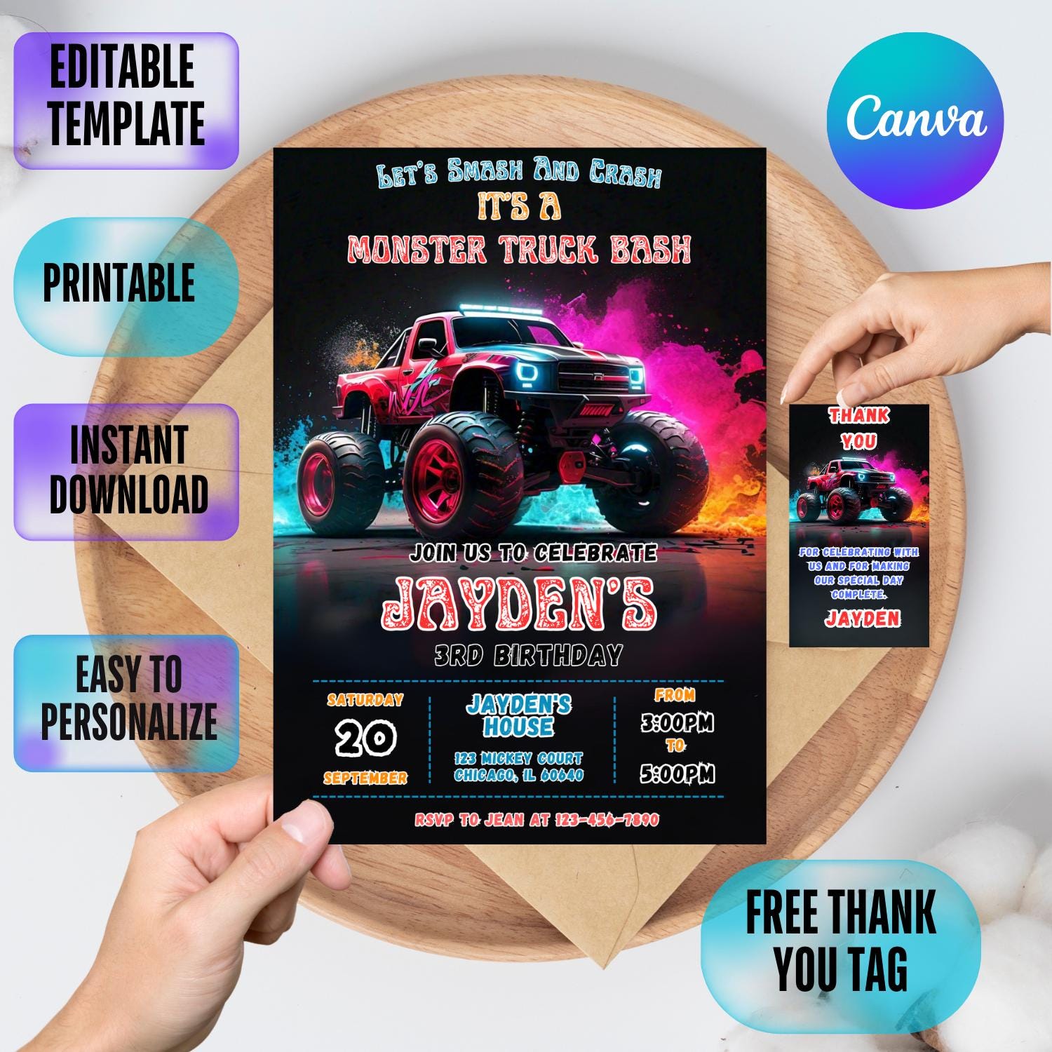 Editable Monster Invite, Monster Jam Party Invite, Monster Jam ...