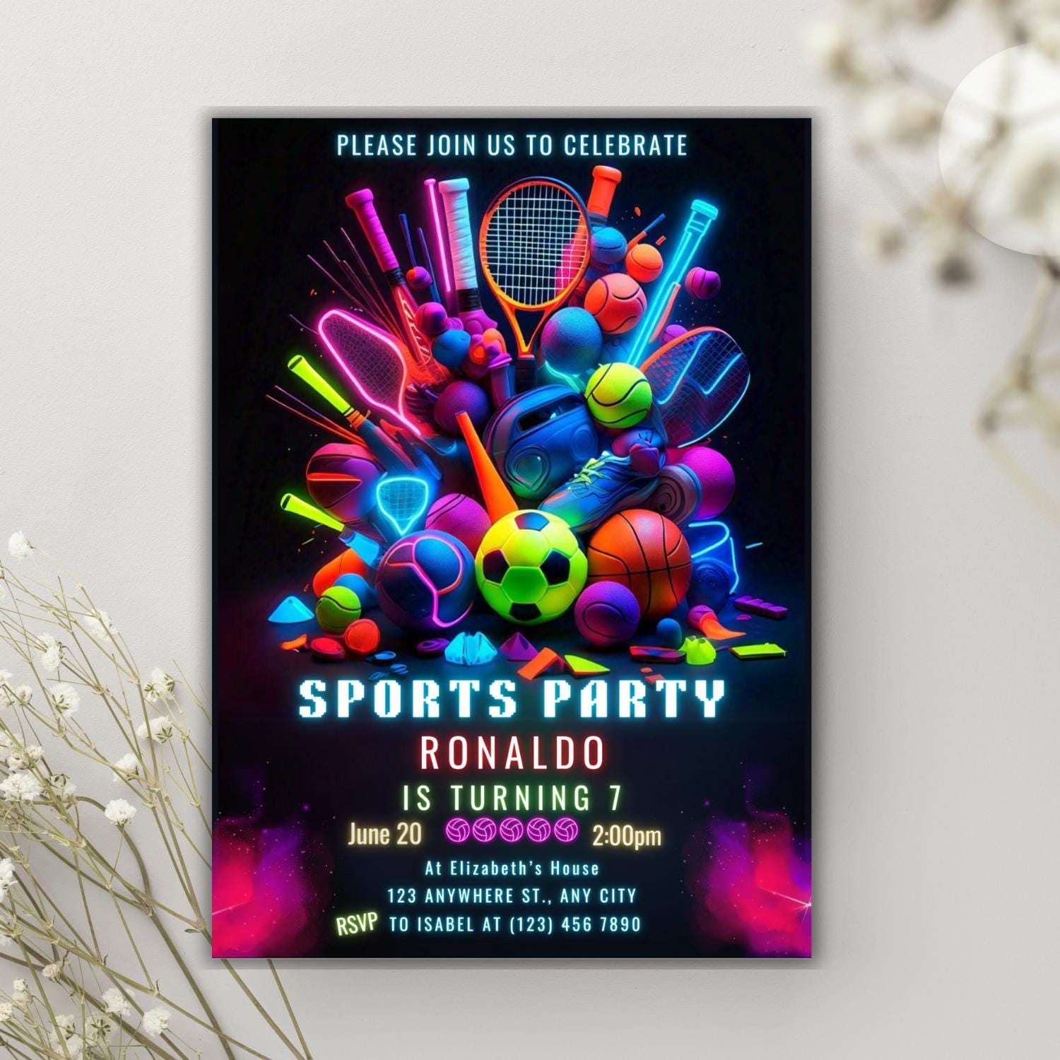 Sports Invitation, EDITABLE Sports Birthday Invitation, Sports Template ...