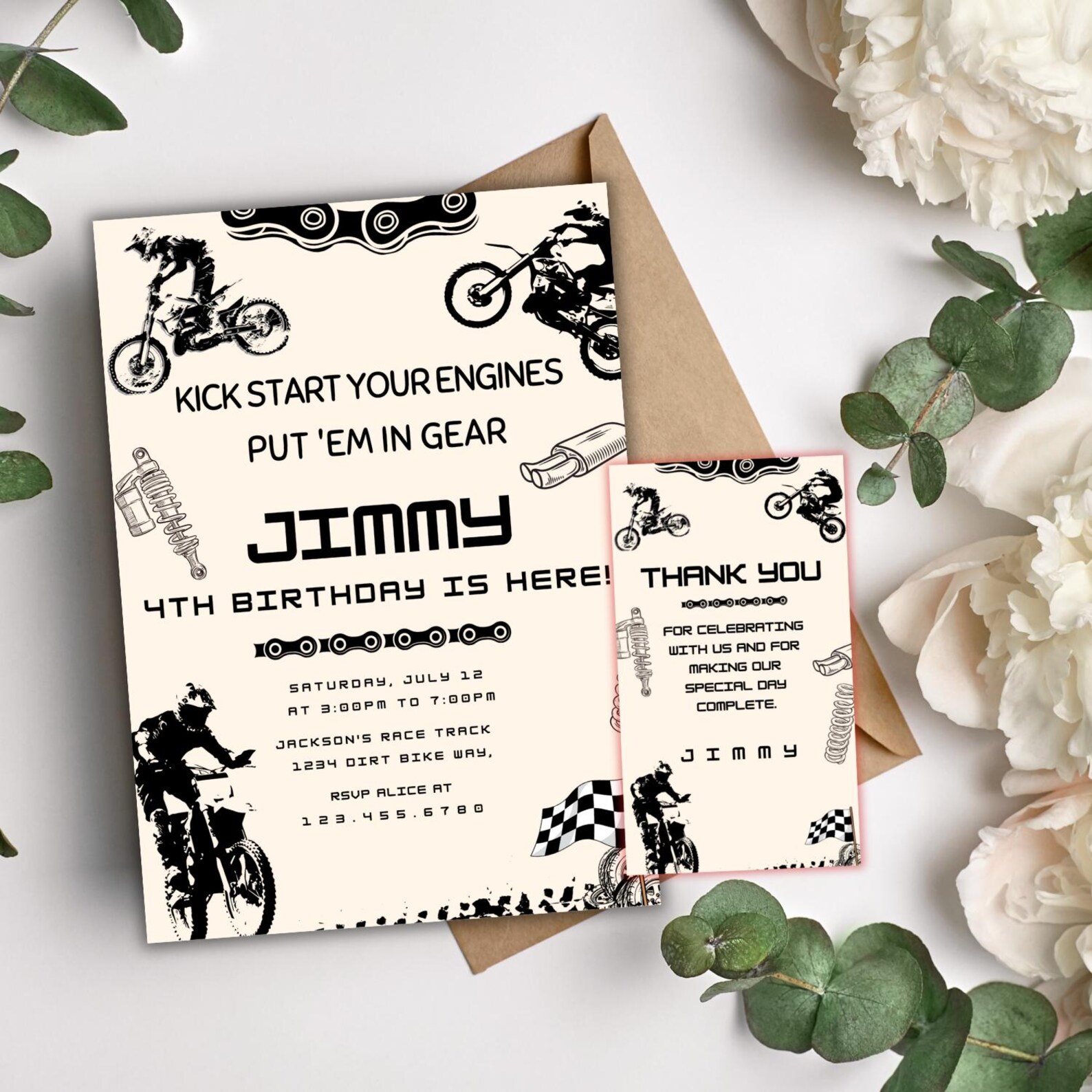 Dirt Bike Birthday Invitation: Motocross Party, Editable Template ...