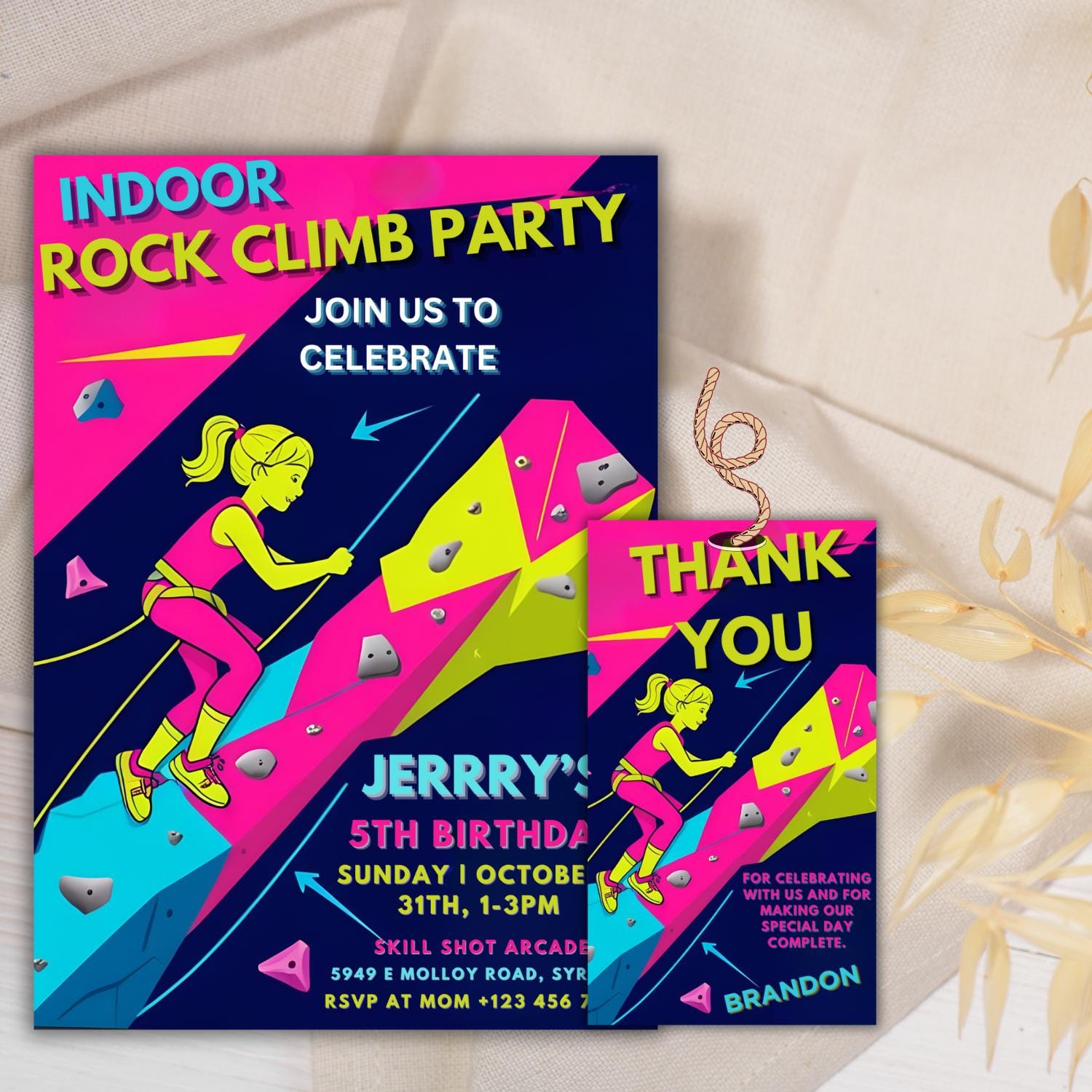 Editable Rock Climbing Invitation, Indoor Rock Climbing Party Invite ...