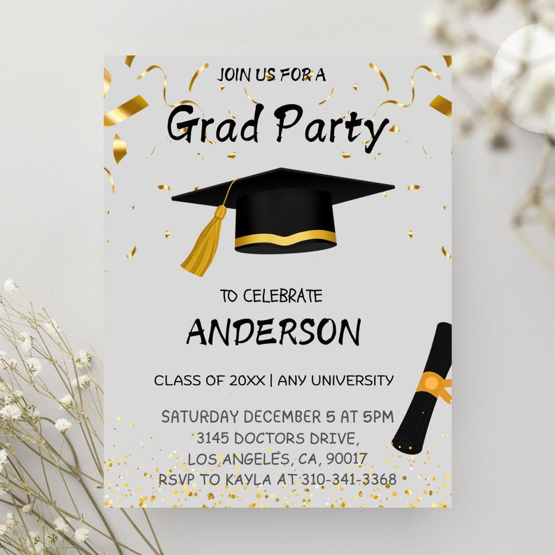 Editable Graduation Party Invitation Template (PDF & Canva) - Etsy