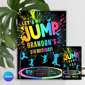 Jump Birthday Invitation, Editable Jump Party Invitation Boy, Bounce ...